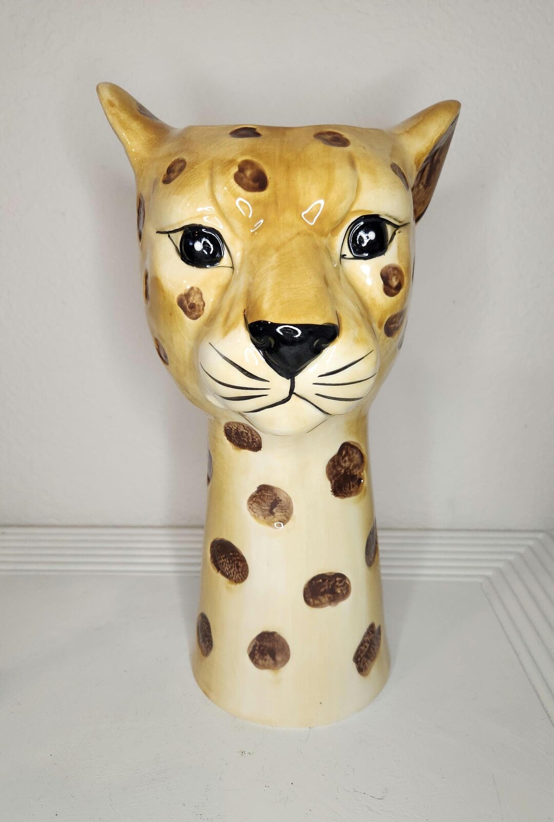 Ceramic Cheetah Leopard Head Tall Vase Flower Vase Safari Home Decor - Etsy