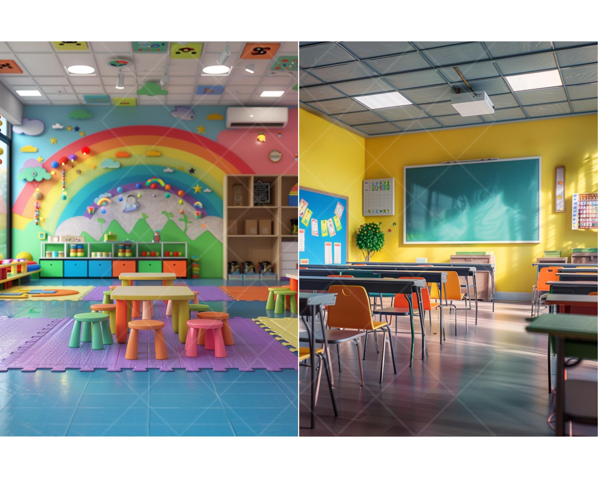 Back to School Classroom Digital Backdrop for First Day of School ...