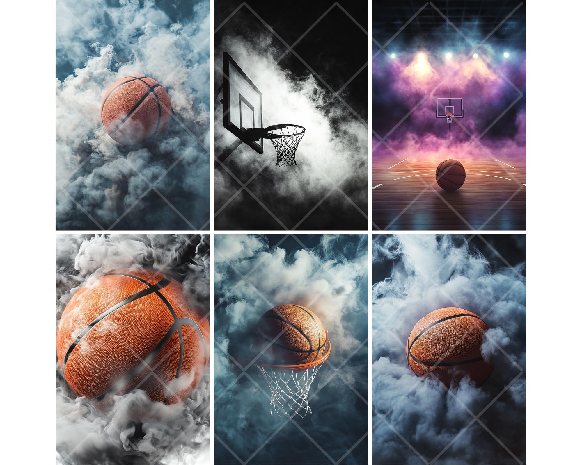Basketball Surrounded by Smoke Digital Backdrop. Photoshop Composite ...
