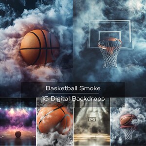 Basketball Surrounded by Smoke Digital Backdrop. Photoshop Composite ...