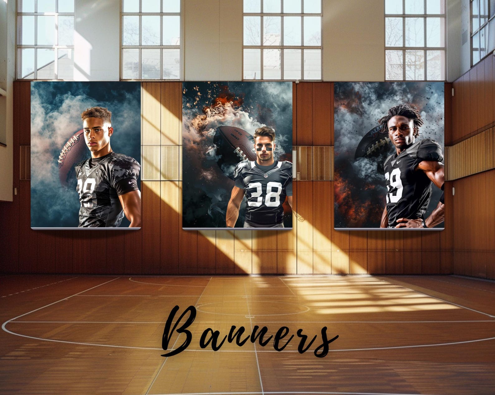 Football Surrounded by Smoke Digital Backdrop. Photoshop Composite ...