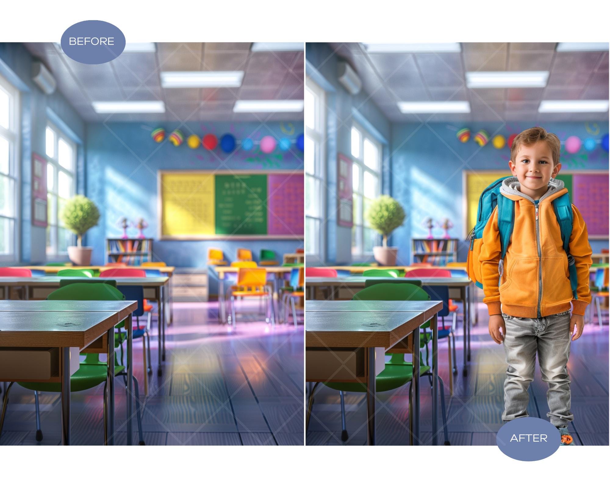 Back to School Classroom Digital Backdrop for First Day of School ...