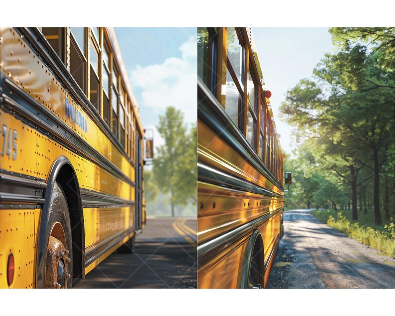 First Day of School Bus Digital Backdrop for Elementary School Photo ...