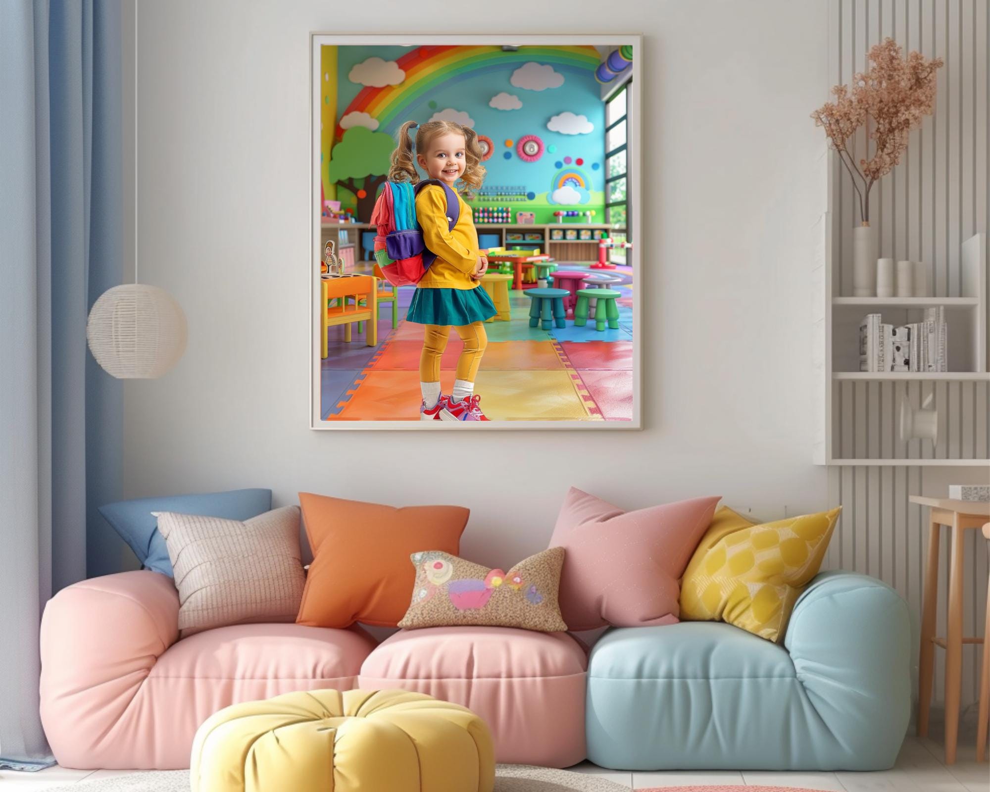 Back to School Classroom Digital Backdrop for First Day of School ...