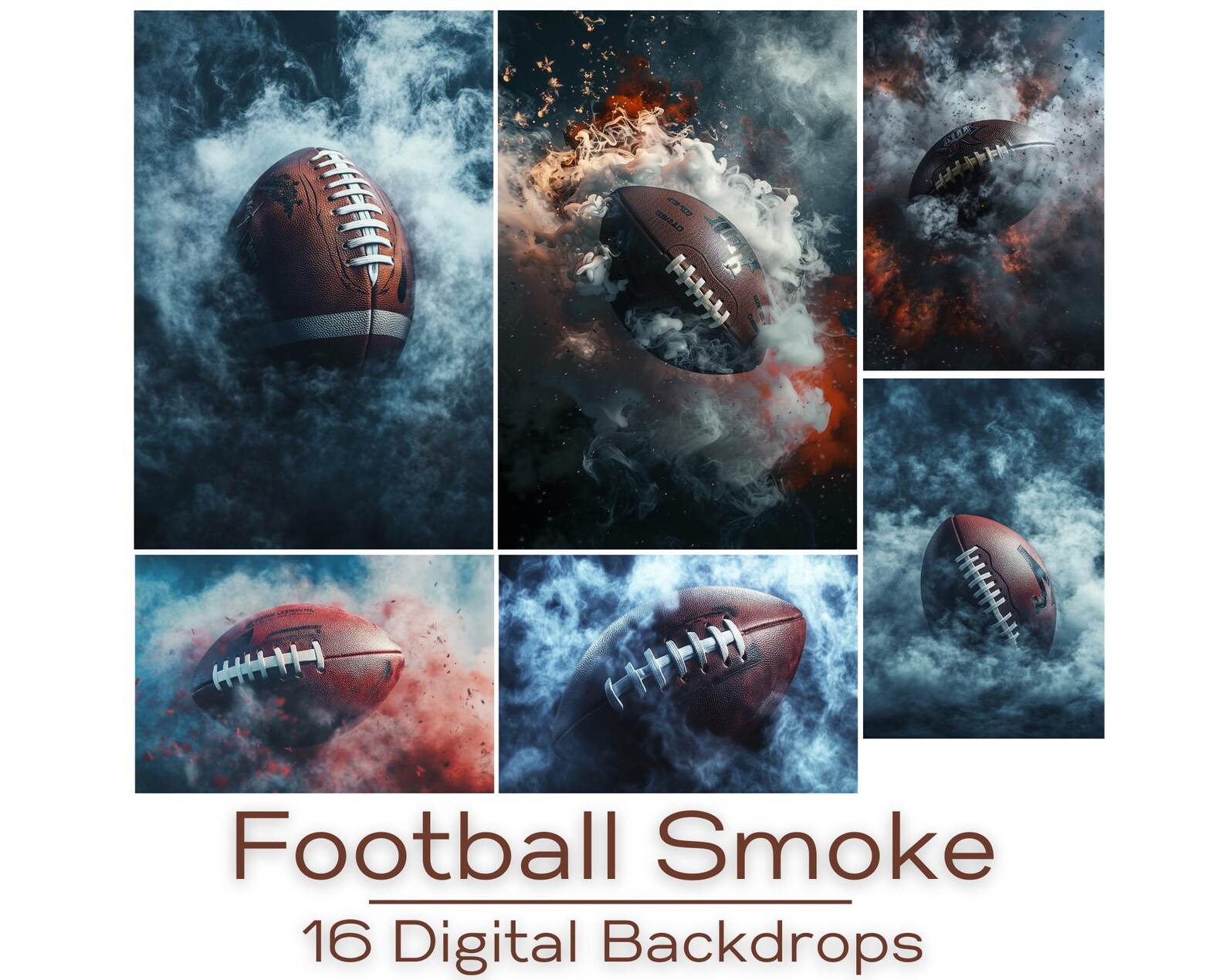Football Surrounded by Smoke Digital Backdrop. Photoshop Composite ...