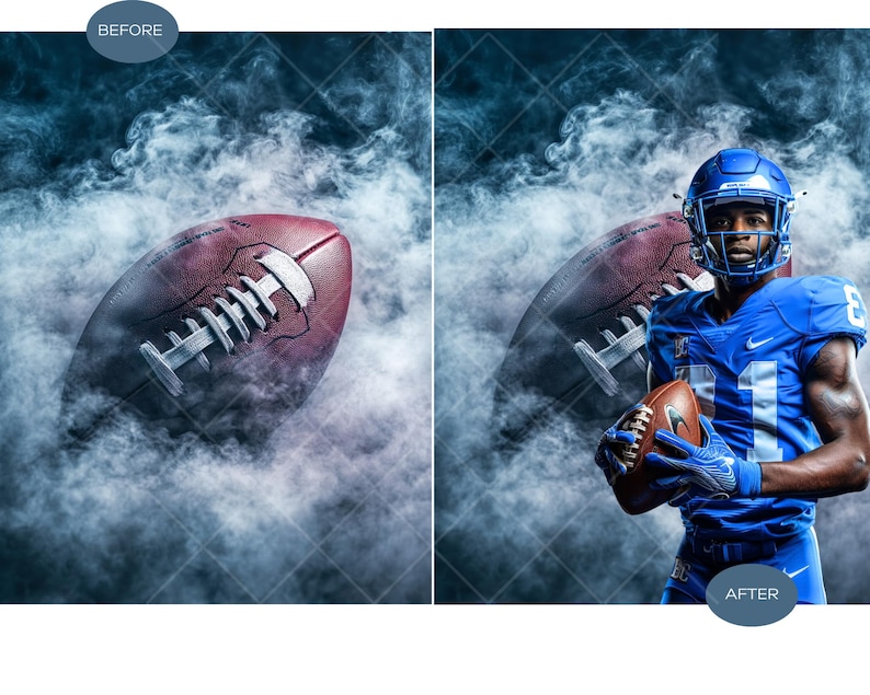 Football Surrounded by Smoke Digital Backdrop. Photoshop Composite ...