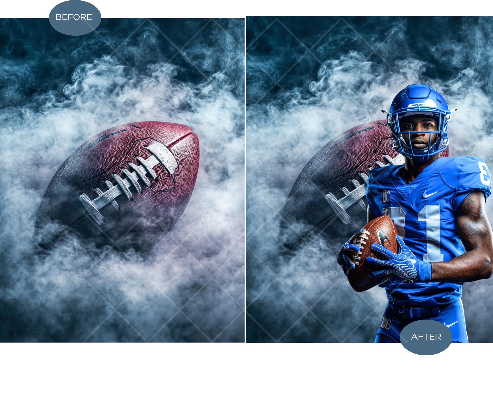 Football Surrounded by Smoke Digital Backdrop. Photoshop Composite ...