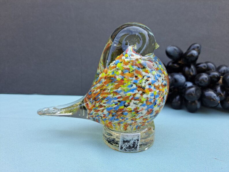 Bird ALTAGLASS Figurine Rainbow Confetti Art Glass - Etsy