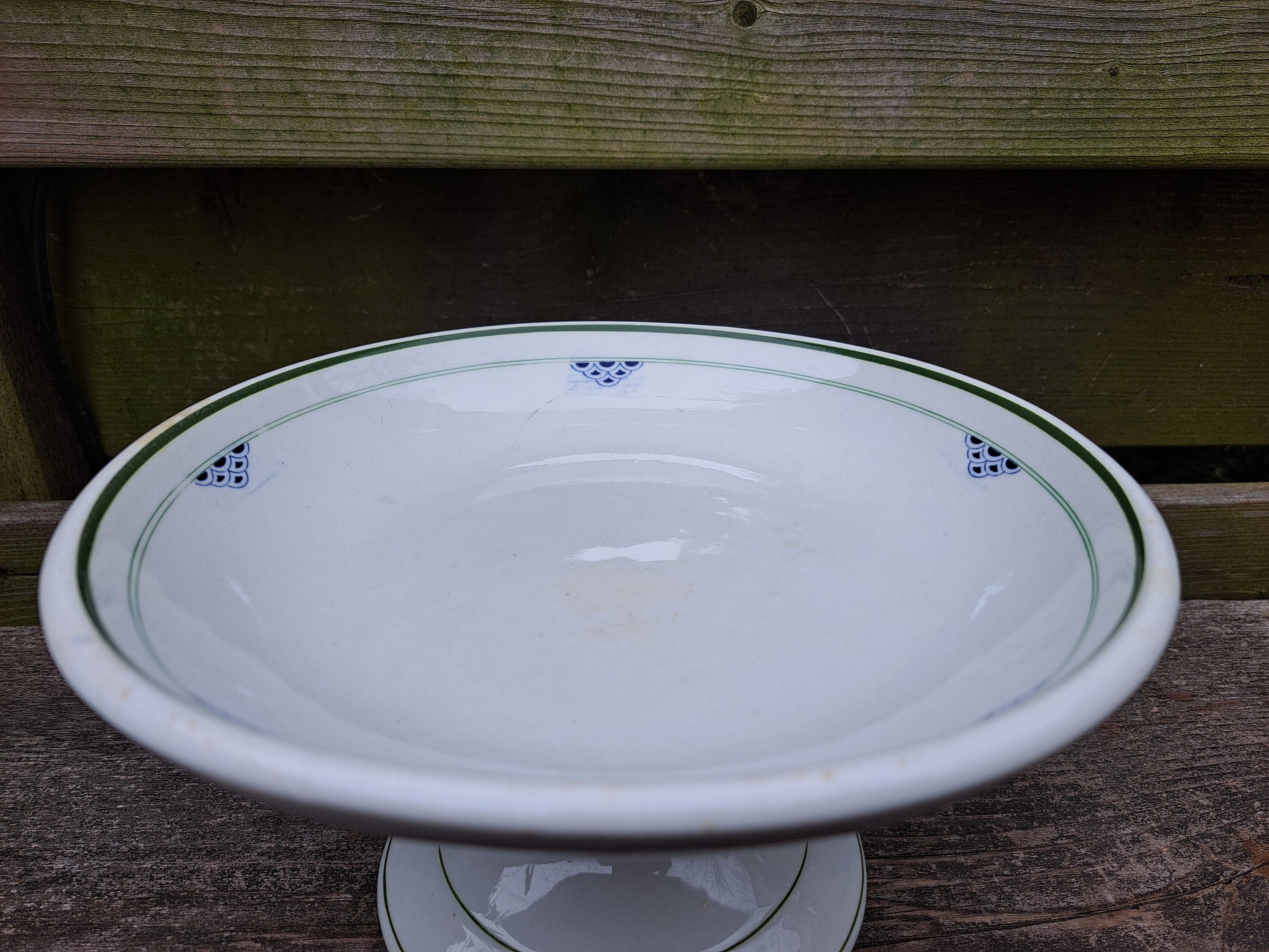 Aged Pedestal Dish Grindley Hotel Ware Blue Green 8 Footed Plate - Etsy