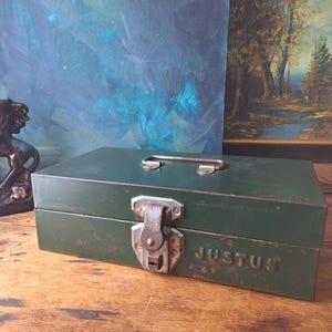 Rustic Green Metal Justus Tool Box Industrial Vintage Storage - Etsy