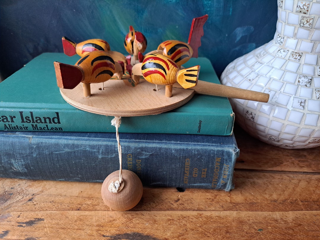 Pecking Chicken String Paddle Wood Toy USSR - Etsy