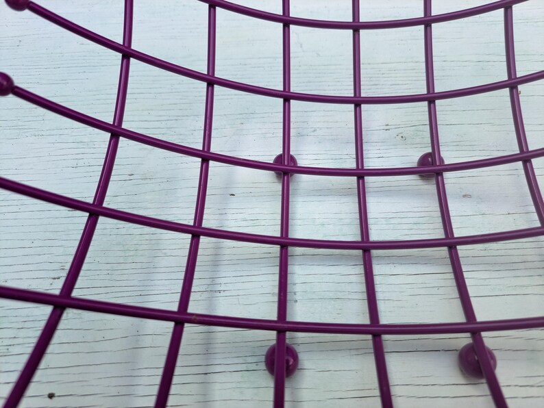 Retro Atomic Purple Fruit Basket Enameled Metal Grid W/ Ball Feet ...