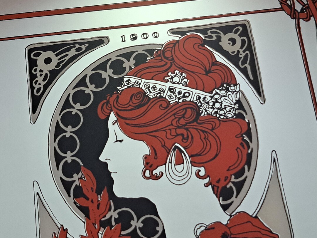 Vintage Alphonse Mucha 70s Picture Mirror Nostalgia Art Nouveau Revival ...