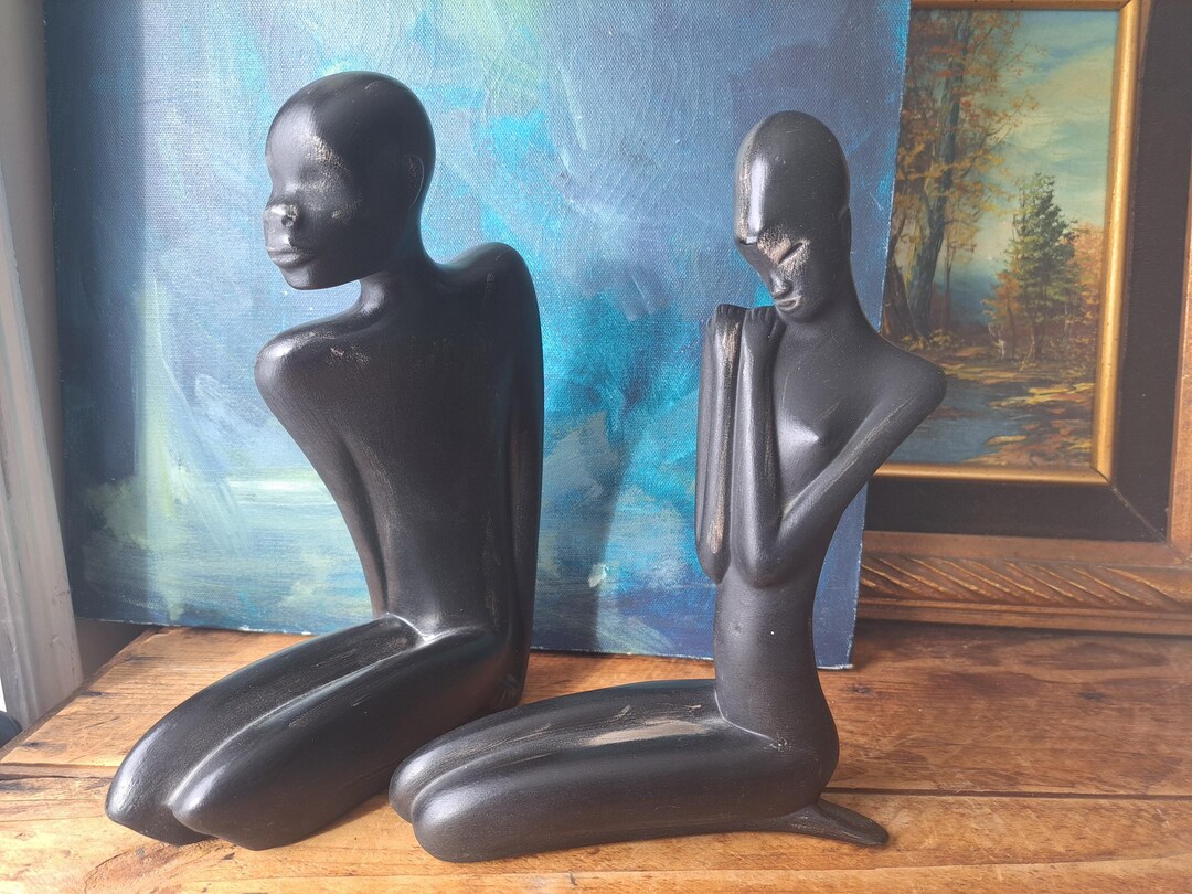 Modern Art Ceramic Statue Black African Figurine Couple - Etsy