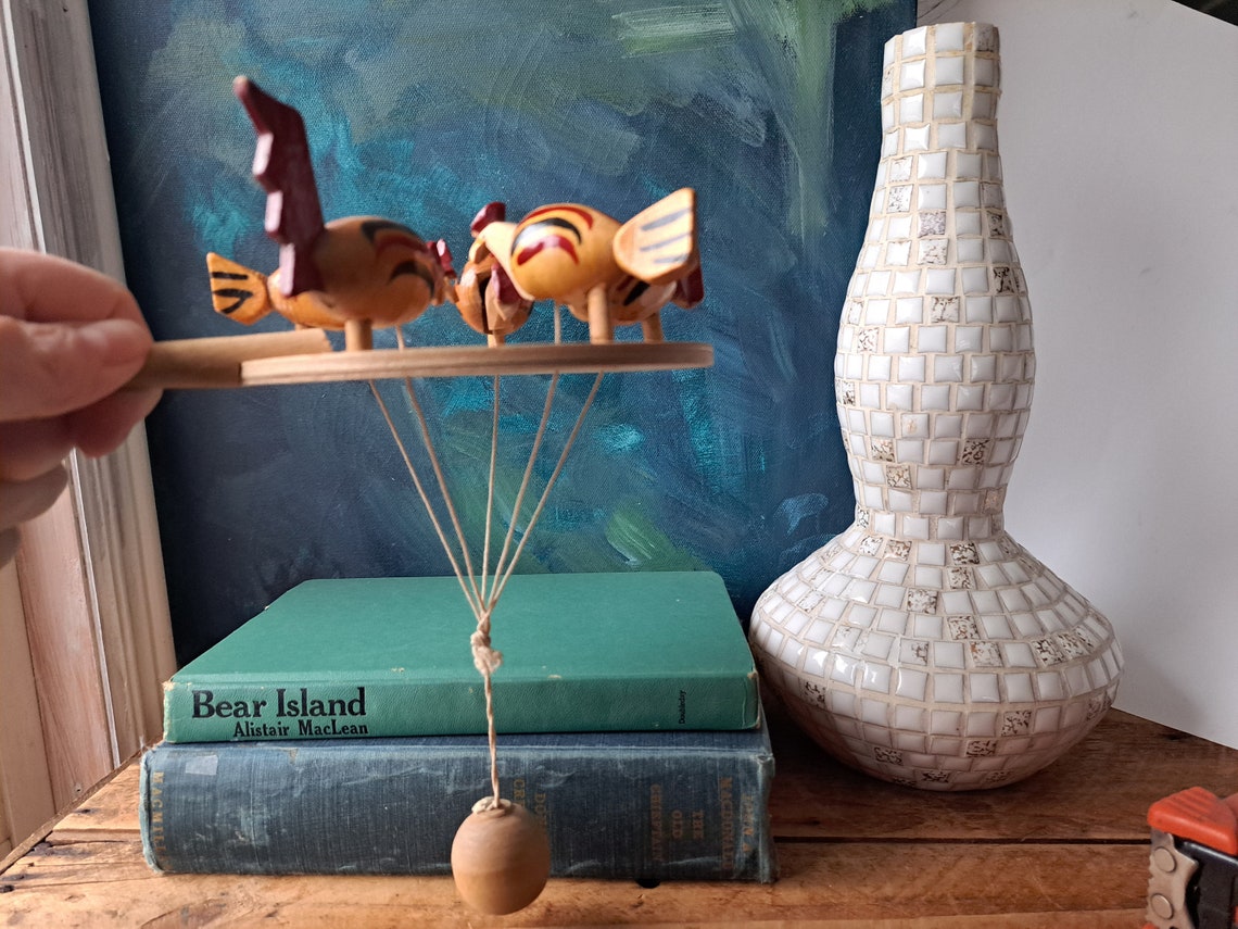 Pecking Chicken String Paddle Wood Toy USSR - Etsy