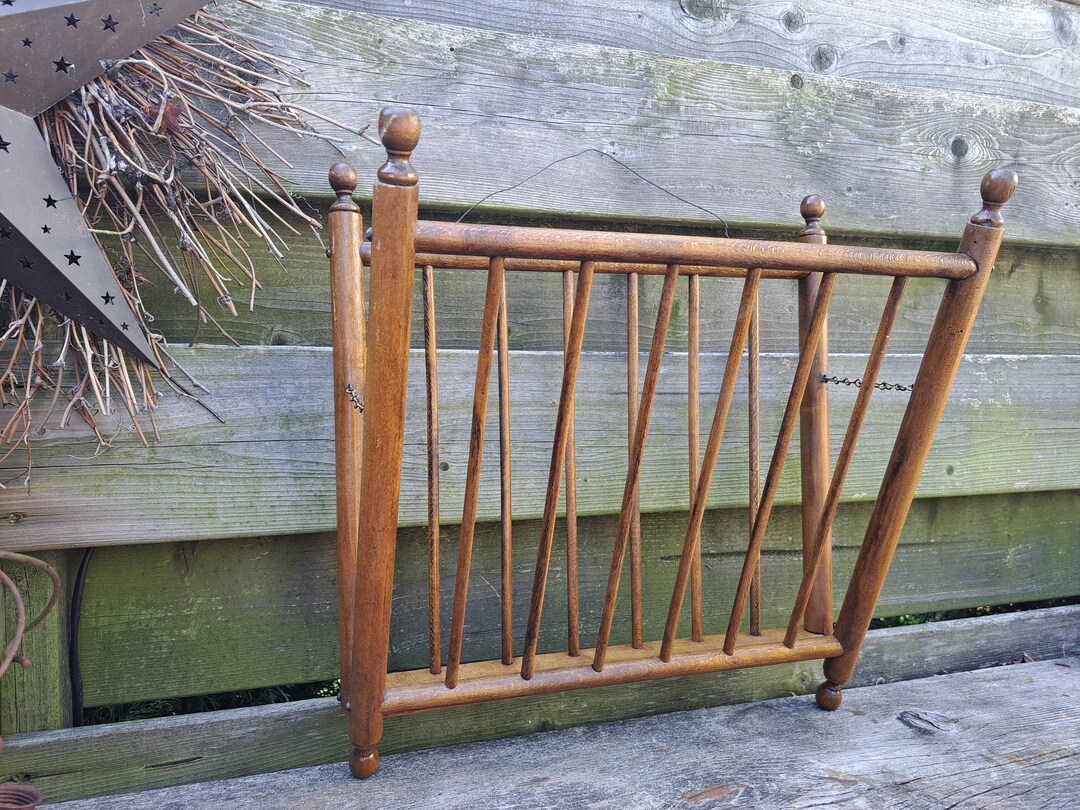 Vintage Wood Spindle Wall Mounted Newspaper Magazine Hanging Rack - Etsy