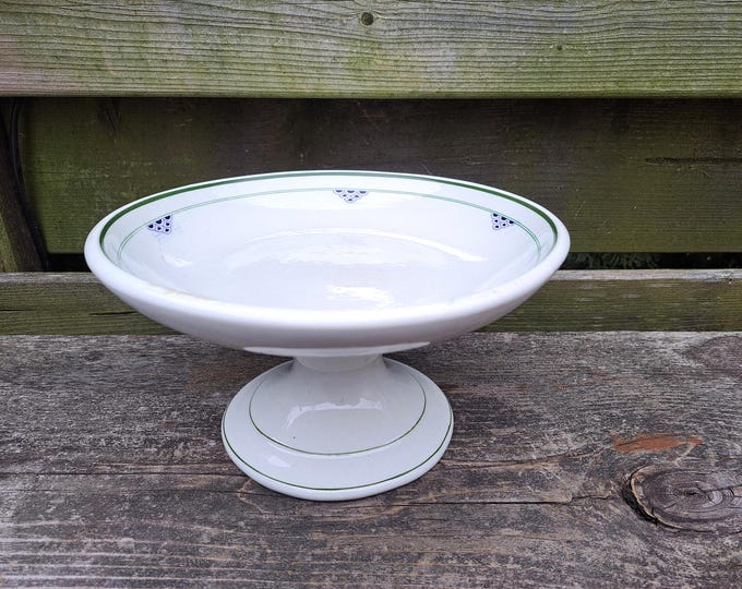 Aged Pedestal Dish - Grindley Hotel Ware - Blue Green 8" Footed Plate ...
