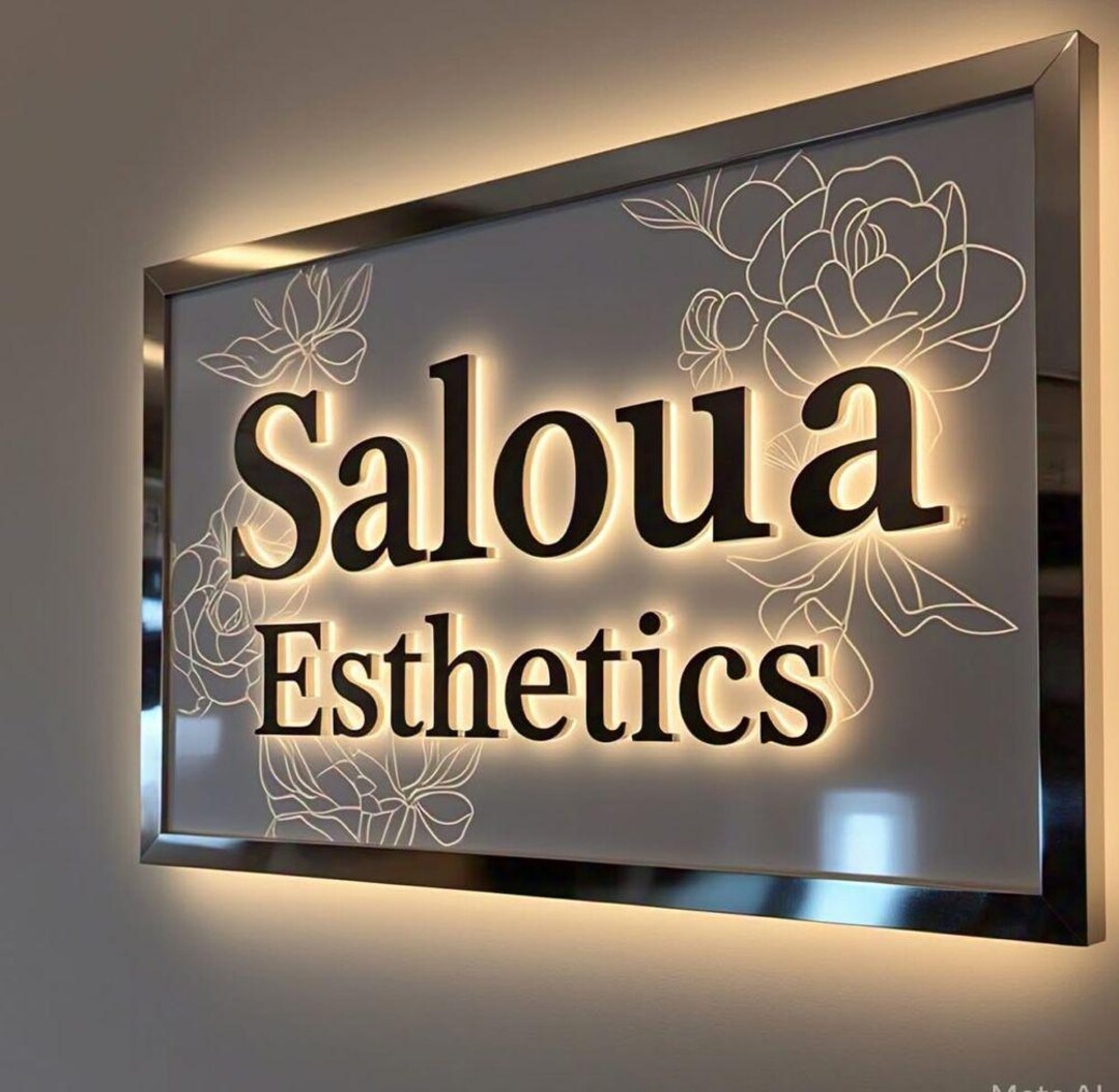 Salon Logo Sign, Custom Business Sign, Illuminated LED Signs, 3D Metal ...