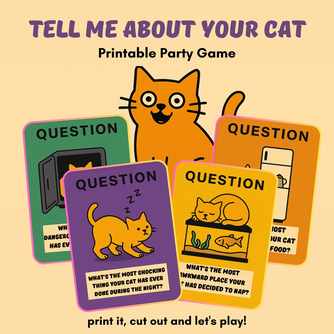 Printable Cat Game – Funny Party Game About Your Cat – Gift for Cat ...