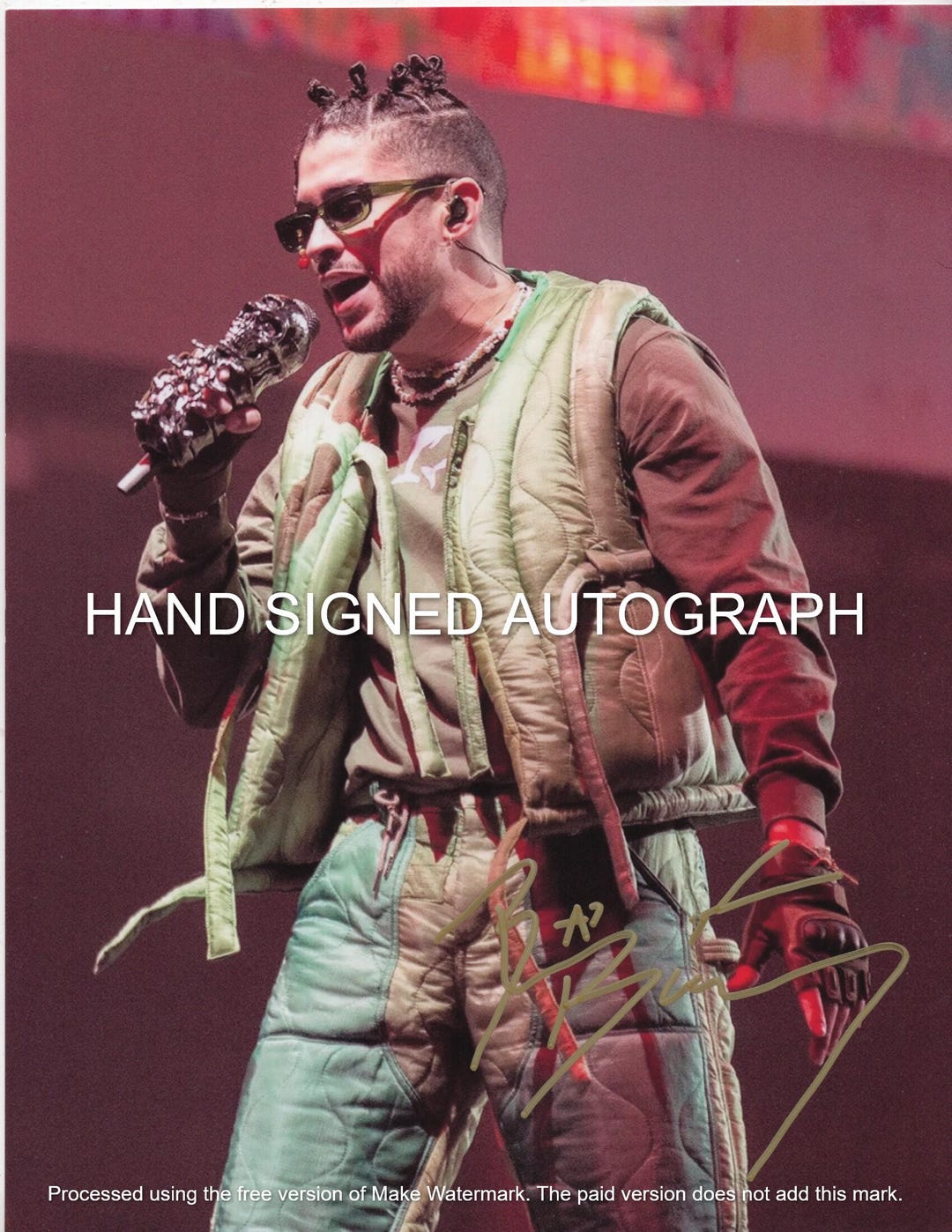 BAD BUNNY AUTOGRAPH Hand Signed 8 1/2 X 11 Color Photo With Coa - Etsy