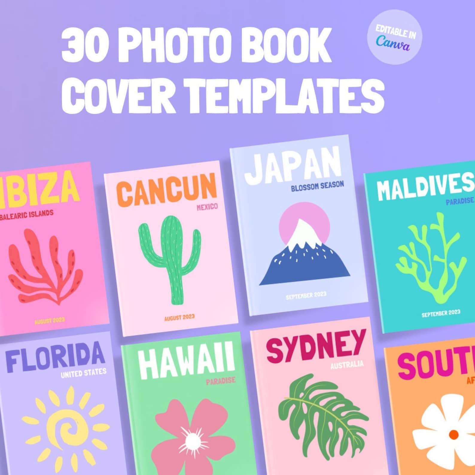 30 Travel Photobook Cover Templates, Customisable in Canva - Etsy