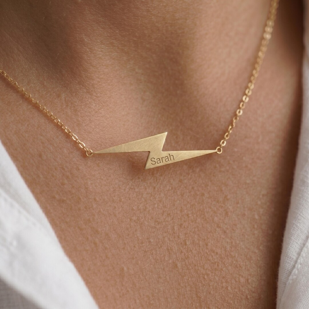 Personalized Lightning Bolt Necklace, Name Necklace, Custom Flash ...