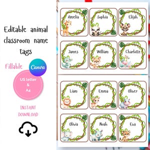 Safari Animal Cubby Tags: Editable Classroom Labels (PDF Downloadable ...