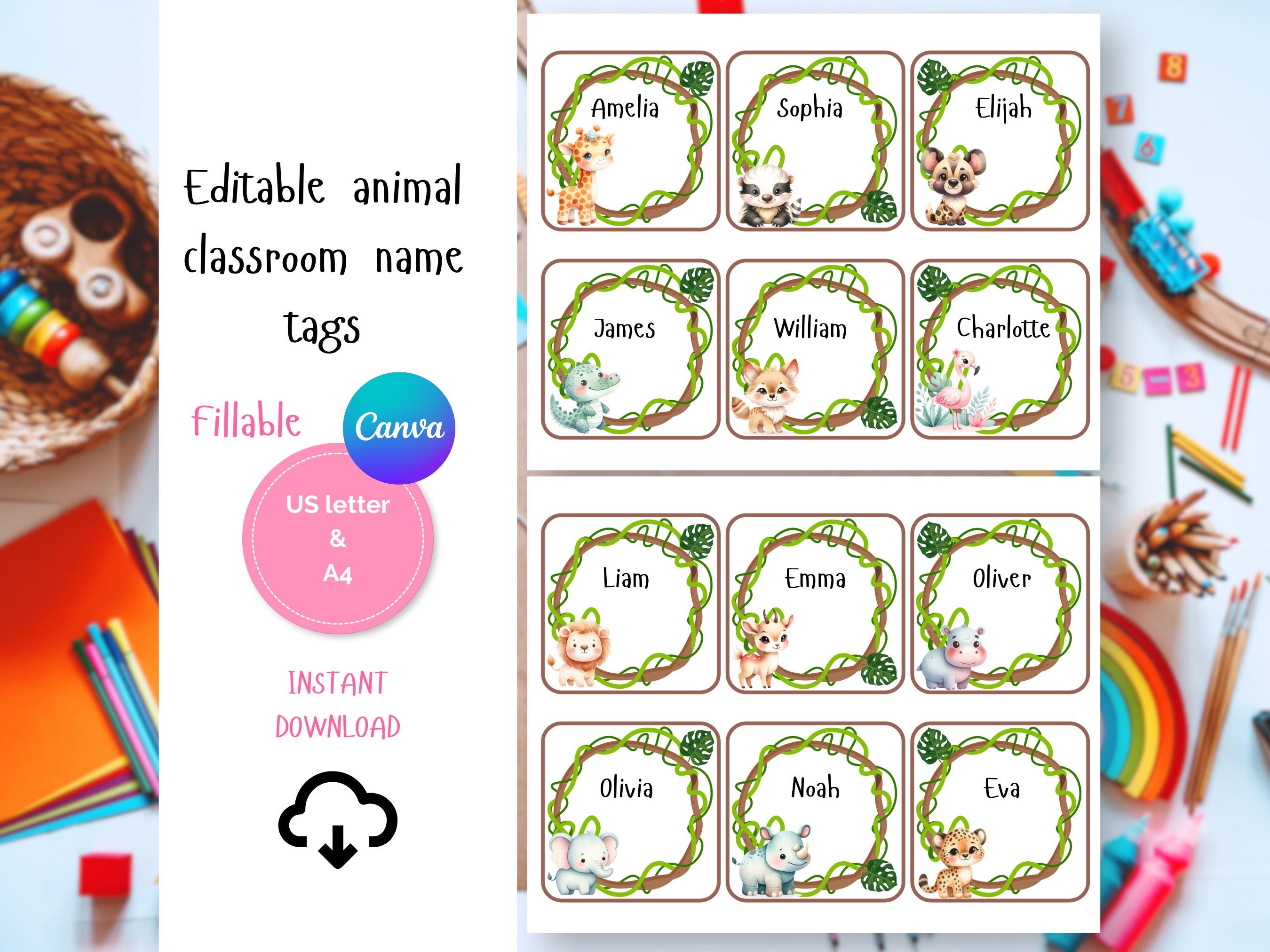 Safari Animal Cubby Tags: Editable Classroom Labels (PDF Downloadable ...