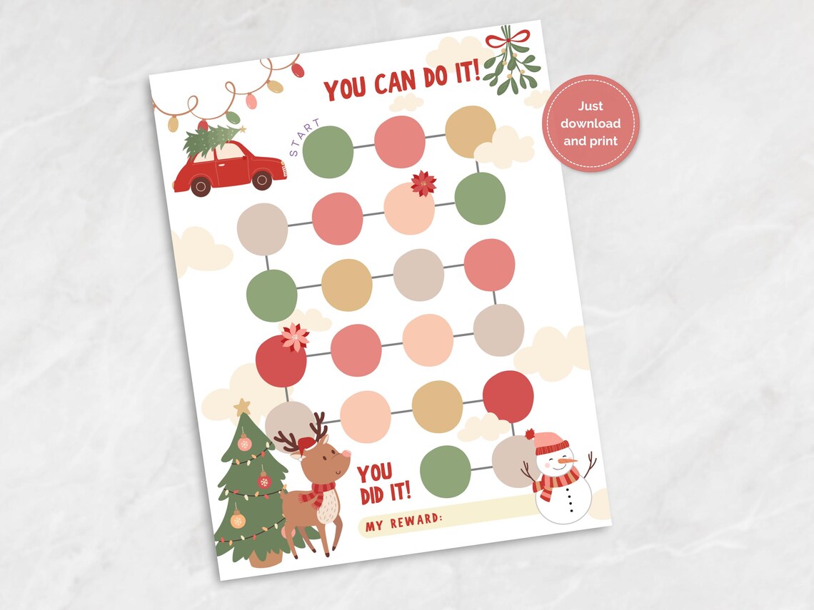 Printable Christmas Reward Chart: Festive Kids Goal Tracker (PDF) - Etsy