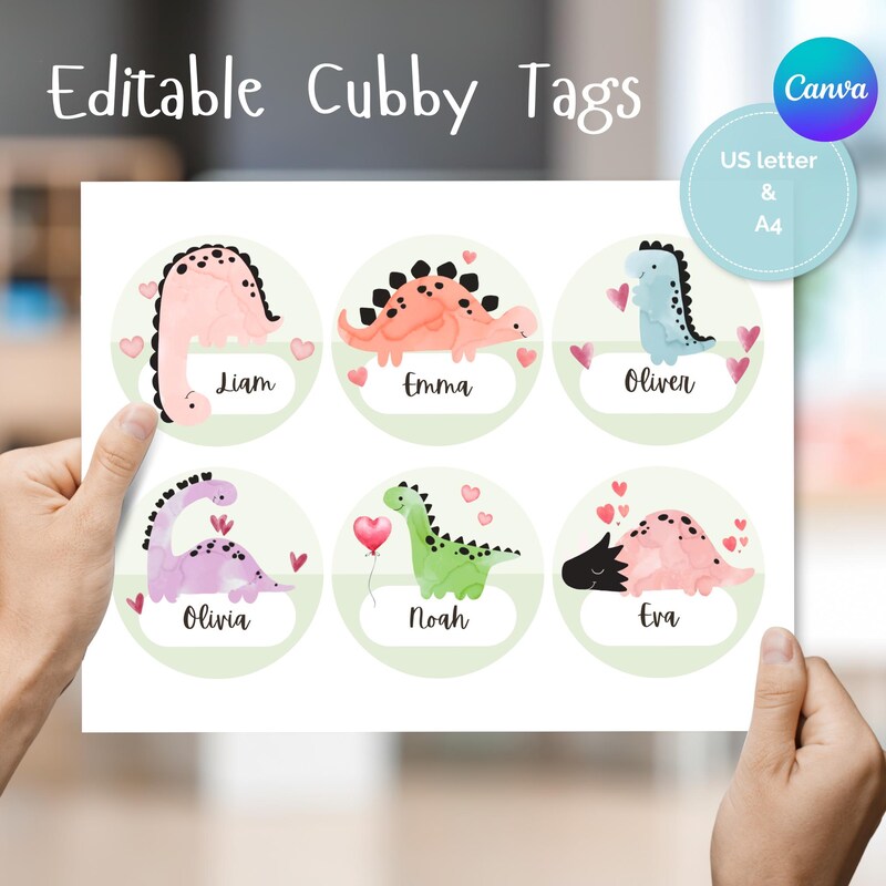 Dinosaur Name Tags - Etsy