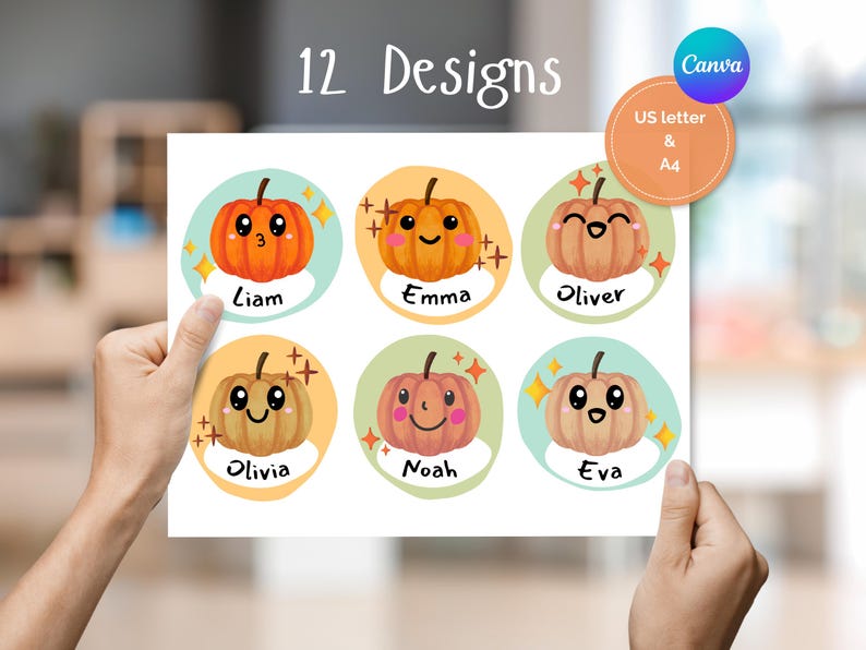 Pumpkin Name Tags: Fall Classroom Decor, Editable PDF Template - Etsy