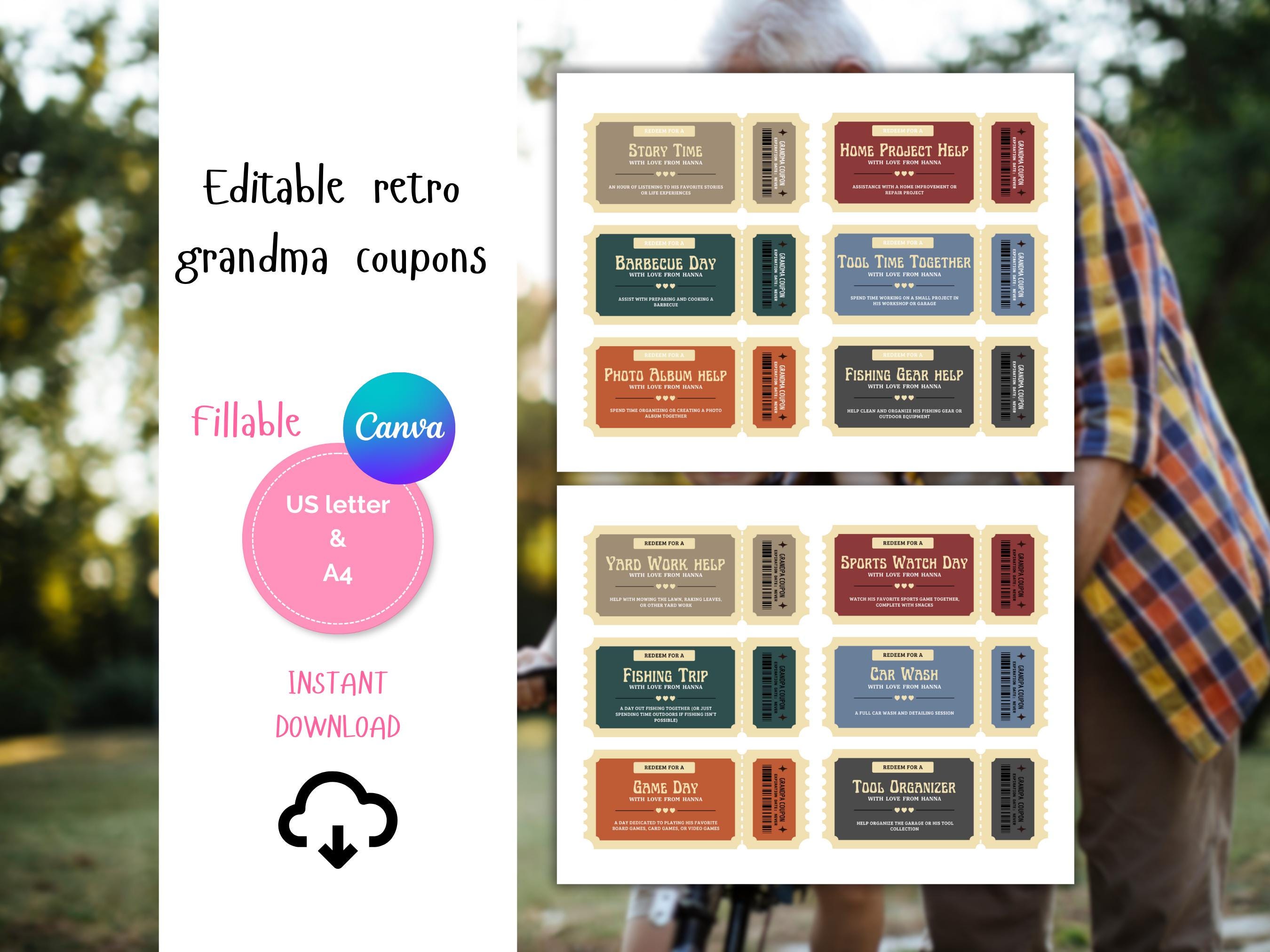 Retro Grandparents Coupon Book | Personalized Gift (printable PDF) - Etsy