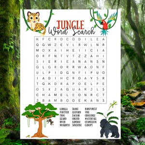 Jungle Word Search Puzzle: Kids Printable Game (PDF) - Etsy