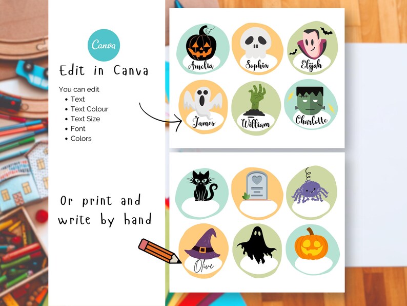 Halloween Name Tags | Monster Cubby Labels, Editable (printable PDF) - Etsy