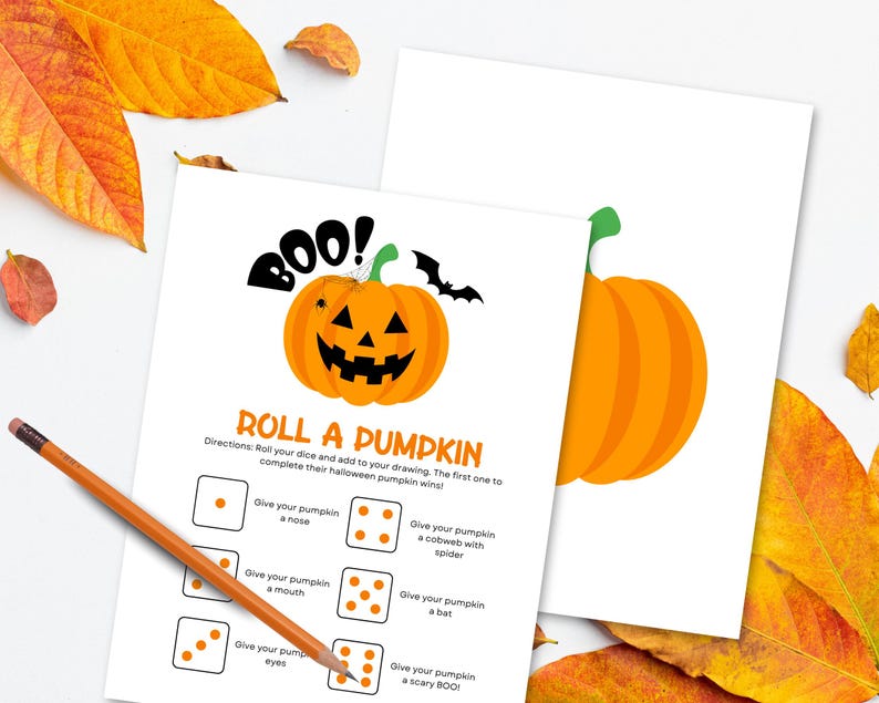 Roll A Pumpkin Game Printable Halloween Game Halloween Party Game ...