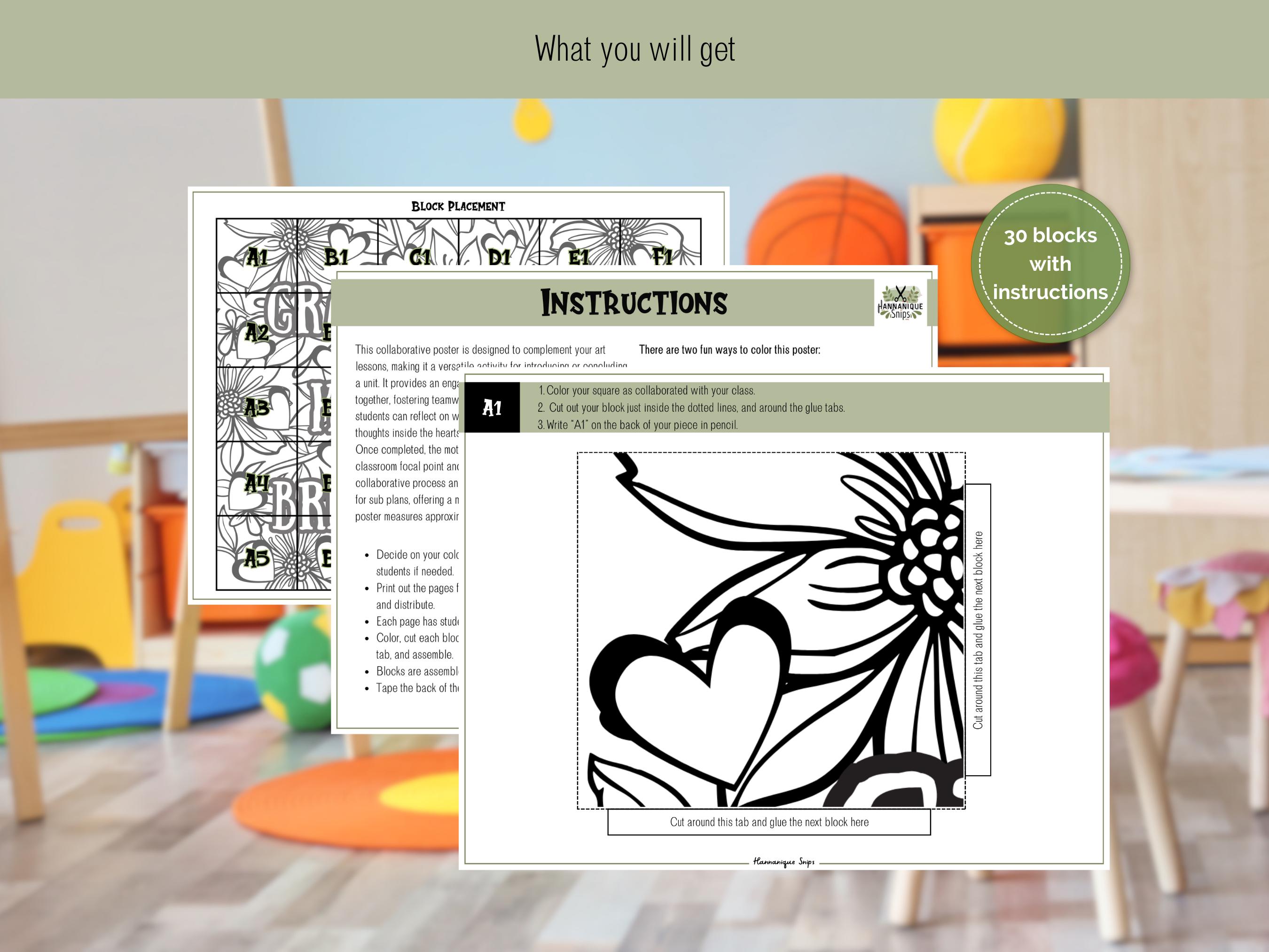 Gratitude Collaborative Coloring Poster: Thanksgiving Classroom Mural ...