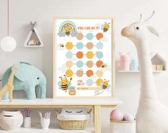 Bee Reward Chart | Printable Bee Behavior Chart | Kids Routine Sticker ...