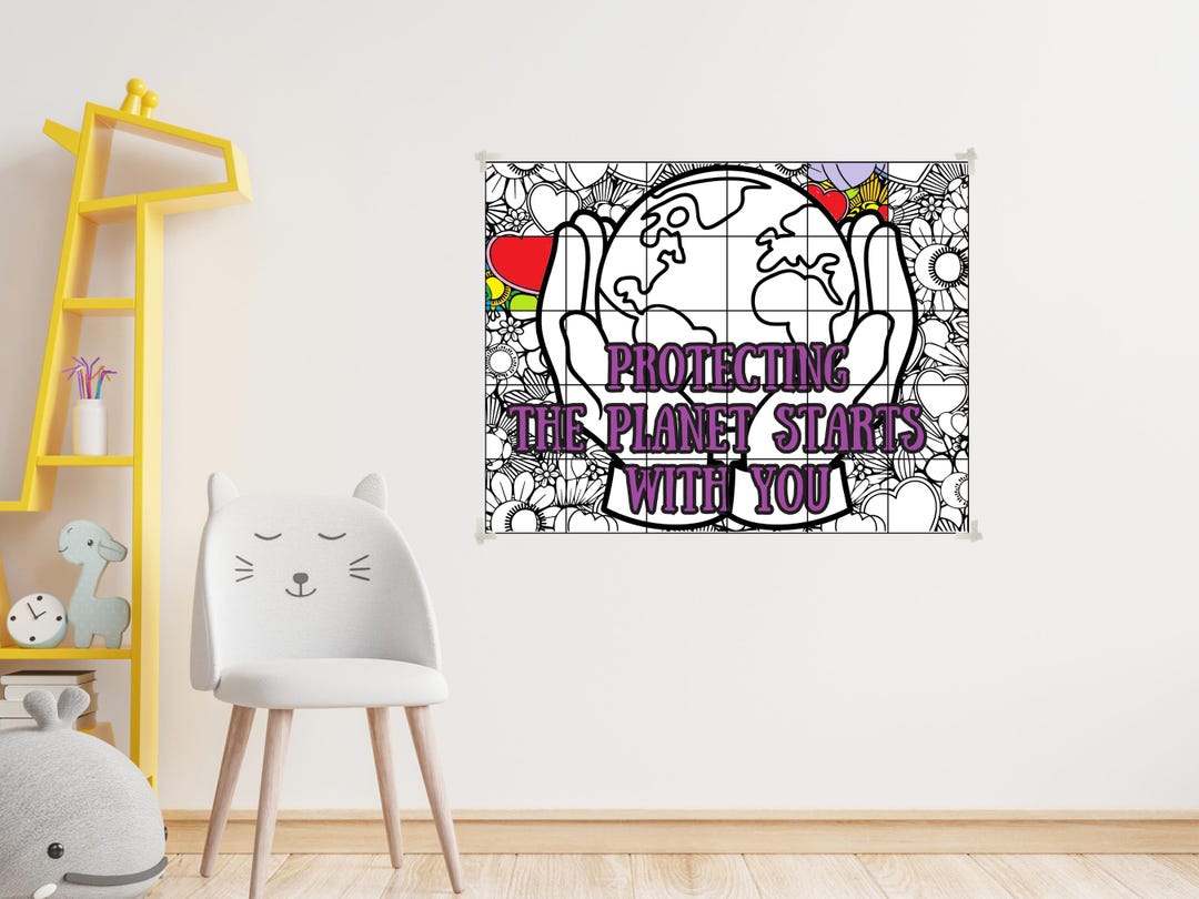 Earth Day Collaborative Coloring Poster: Teamwork Classroom Mural (PDF ...