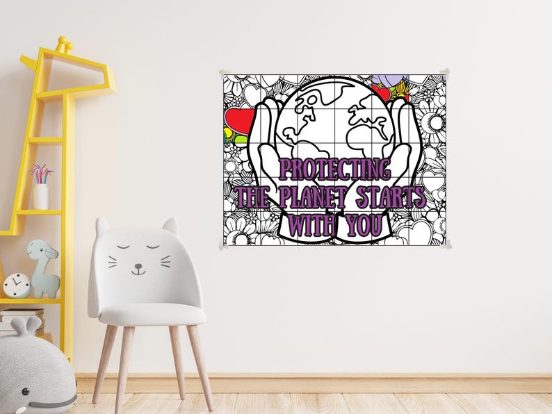 Earth Day Collaborative Coloring Poster: Teamwork Classroom Mural (PDF ...