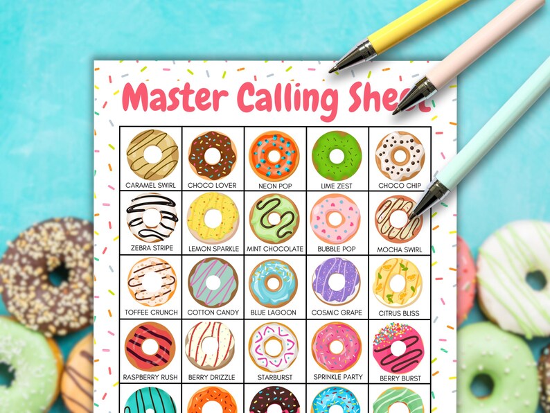 Donut Bingo, 30 Doughnut Bingo Cards, Kid's Printable Bingo, Birthday ...