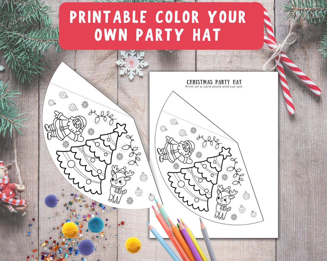Christmas Party Hats | Christmas Coloring Activity for Kids | Printable ...