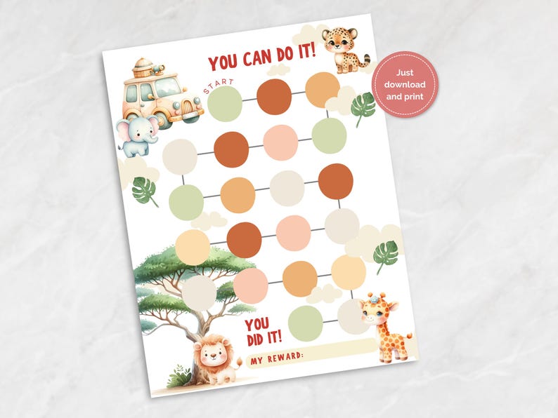 Safari Animal Reward Chart | Printable Animal Chore Chart | Toddler ...