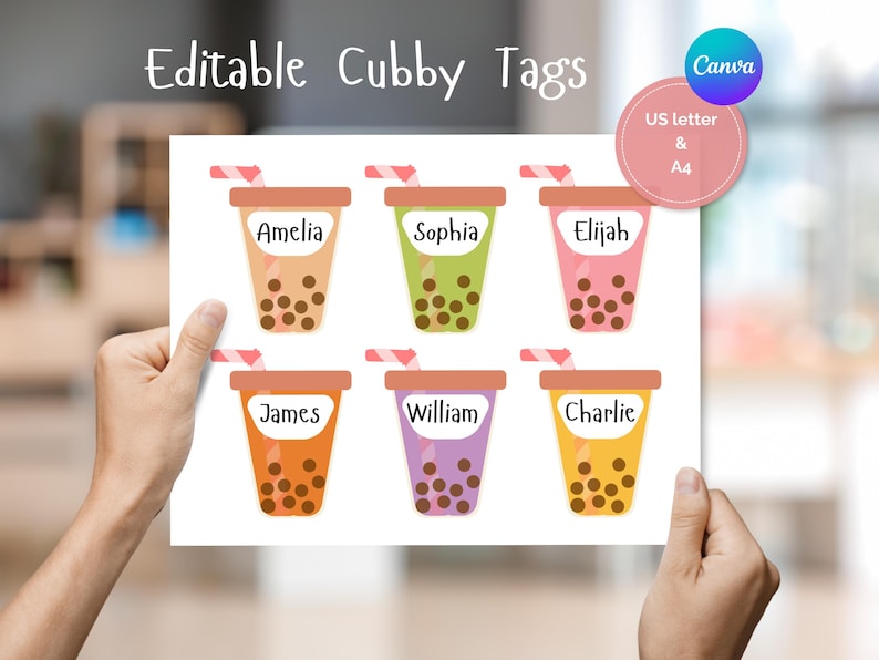 Editable Bubble Tea Cubby Tags: Classroom Decor (digital Download, PDF ...