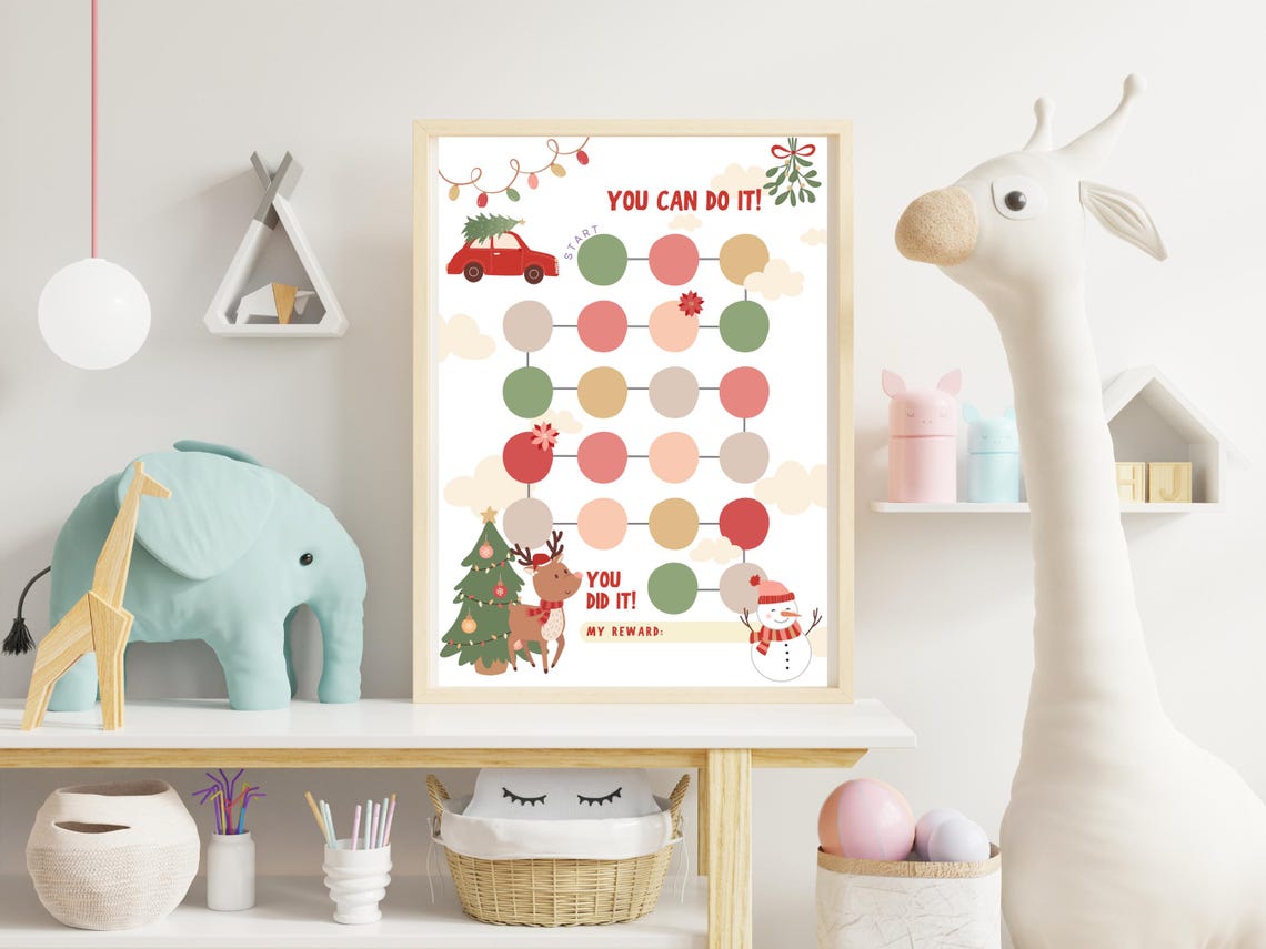 Printable Christmas Reward Chart: Festive Kids Goal Tracker (PDF) - Etsy
