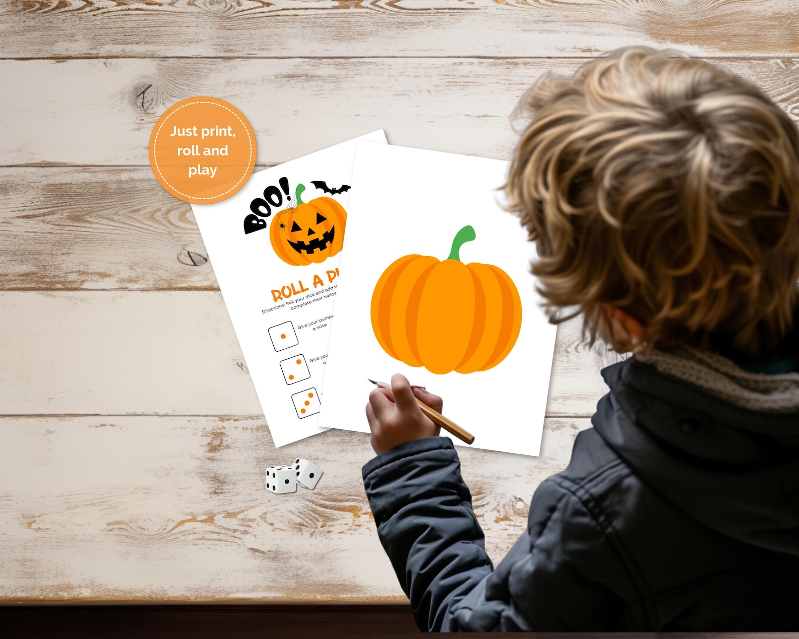Roll A Pumpkin Game Printable Halloween Game Halloween Party Game ...