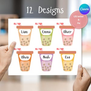 Editable Bubble Tea Cubby Tags: Classroom Decor (digital Download, PDF ...