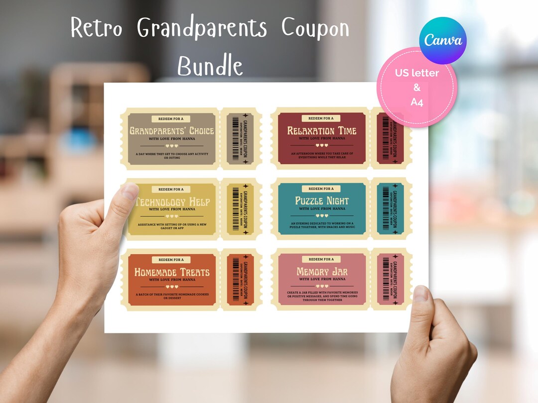 Retro Grandparents Coupon Book | Personalized Gift (printable PDF) - Etsy