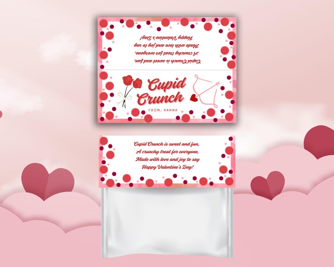 Cupid Crunch Treat Bag Topper Printable, Valentine Rhyme Gift Tag ...