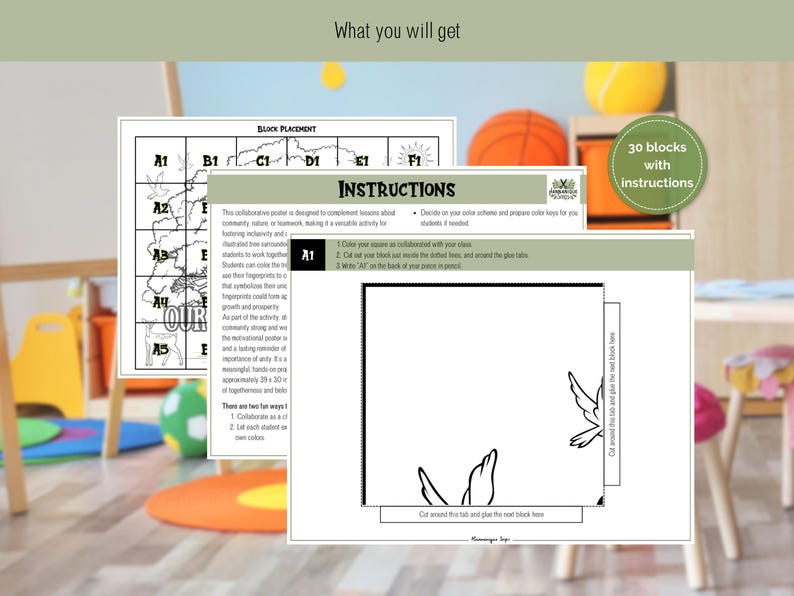 Community Tree Collaborative Coloring Poster: Teamwork Classroom Mural ...