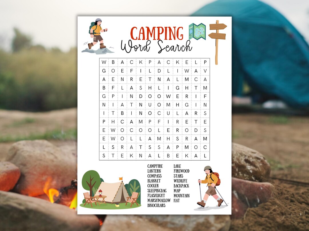 Camping Word Search Puzzle: Kids' Camping Game (printable PDF) - Etsy